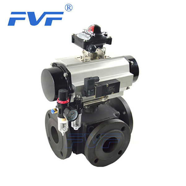 Pneumatic 3-Way Flanged Ball Valve - J&O Fluid Control Co., Limited.