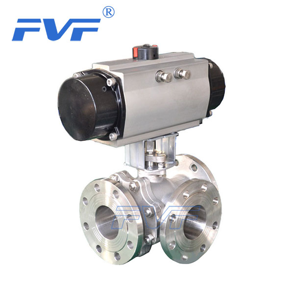 Pneumatic 3 Way Ball Valve With Flange Connection - J&O Fluid Control ...
