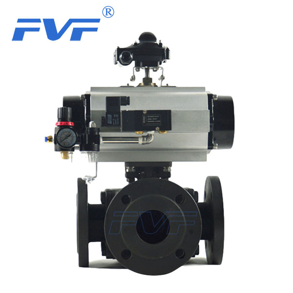 Pneumatic 3-Way Flanged Ball Valve - J&O Fluid Control Co., Limited.